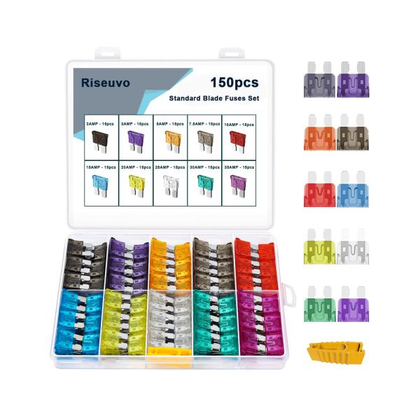 商品名150pcs Car Automotive Rv Standard Fuses - Auto ATO Blade Fuse Assortment Kit (2A 3A 5A 7.5A 10A 15A 20A 25A 30A 35A)1...