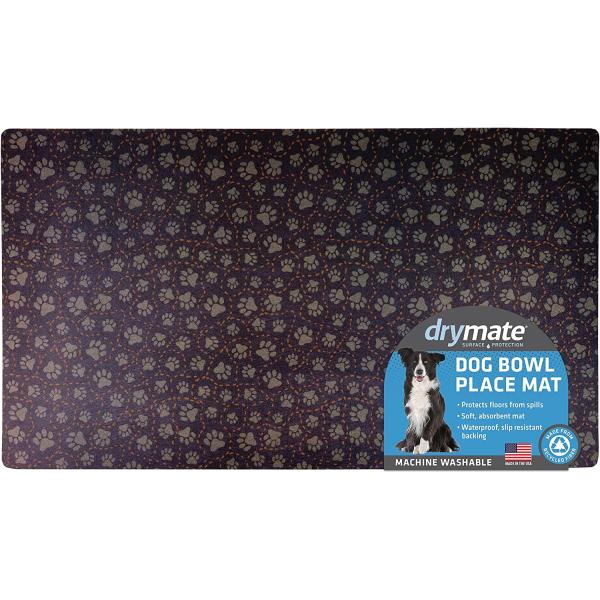 商品名Drymate Pet Bowl Placemat, Dog &amp; Cat Food Feeding Mat - Absorbent Fabric, Waterproof Backing, Slip-Resistant - Ma...