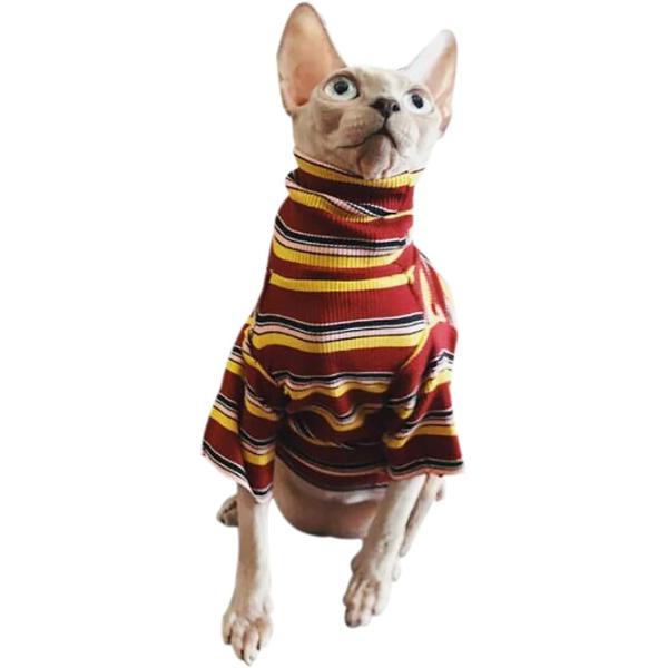 商品名Bonaweite Hairless Cats Stripe T-Shirt, Breathable Cat Wear Clothes Vest Shirts for Sphynx, Cornish Rex, Devon Rex, P...