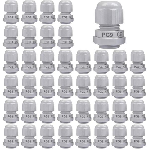 商品名Gebildet 40 Pack Cable Gland, PG9 Plastic Waterproof Adjustable 4.0-8mm Cable Gland Joint with Gaskets, M16*1.5 Wire ...