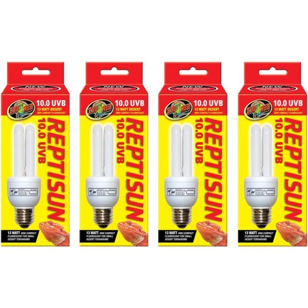 商品名Zoo Med ReptiSun 10.0 UVB Mini Compact Fluorescent 13 Watt (4 Pack)ブランド：Zoo Med商品サイズ：4 Count (Pack of 1)高さ：7.5 cm横幅：1...