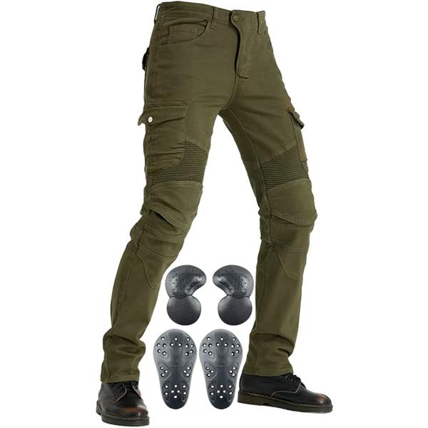 商品名BIG メンズ オートバイ ライディングパンツ デニムジーンズ 保護パッド 膝とヒップアーマーパッド付き VES6 (アーミーグリーン M=30)Men's Motorcycle Riding Pants Denim Jeans Pr...