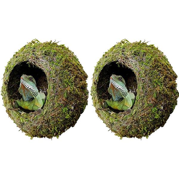 商品名kathson 2pcs 6"" Reptile Moss Cave Hide for Humidity,Mossy Hideout for Turtle Crested Gecko Spider Lizard Frog Chamel...