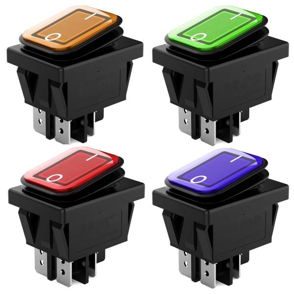 商品名Gebildet 4pcs 12V 24V 20A Waterproof Rocker Toggle Switch with LED Indicator, 4 Pin 2 Position DPST ON-OFF Switch for...