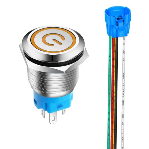 商品名Gebildet 0.75 Inch/19mm Stainless Steel Latching Push Button Switch 12V-24V Power Symbol LED 1NO1NC SPDT ON Off Water...
