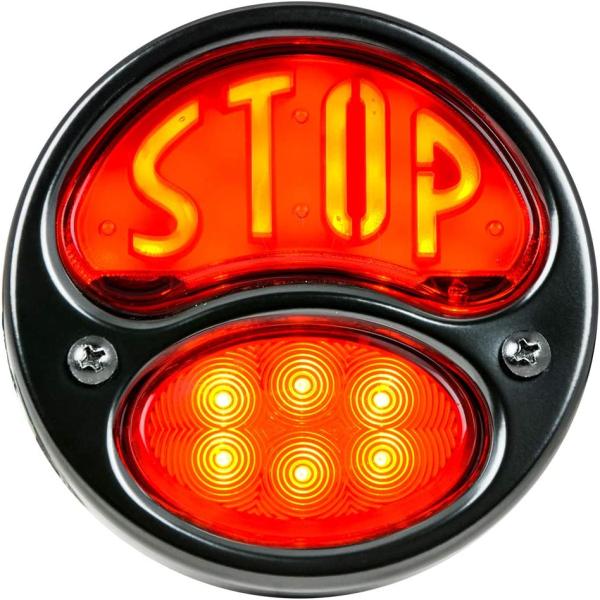 商品名KNS Accessories KA0042 12V Black Duolamp LED Tail Light for Ford Model A w/Amber LED STOP Script and License Light Le...