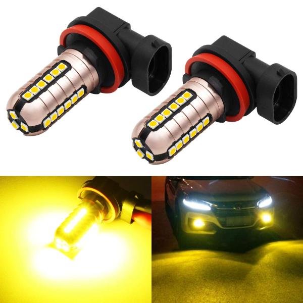 商品名:  PHINLION 3000 Lumens Golden Yellow H11 LED Fog Light Bulbs Super Bright 3030 27-SMD H8 H16 LED Bulb Replacement fo...