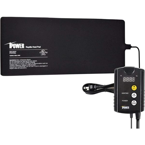 商品名iPower Reptile Heat Pad 4W/8W/16W/24W Under Tank Terrarium Warmer Heating Mat and Digital Thermostat Controller for T...