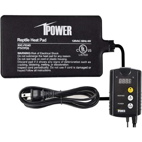 商品名iPower Reptile Heat Pad 4W/8W/16W/24W Under Tank Terrarium Warmer Heating Mat and Digital Thermostat Controller for T...