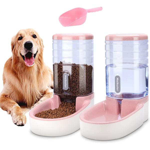 商品名Meikuler Pets Auto Feeder 3.8L,Food Feeder and Water Dispenser Set for Small &amp; Big Dogs Cats and Pets Animals (Pi...