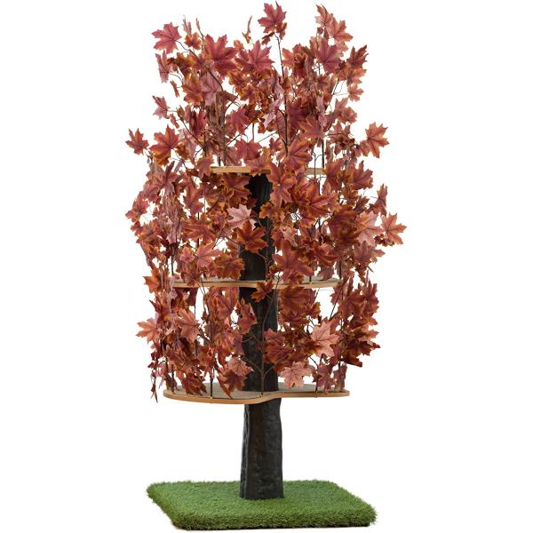 商品名On2 Pets Cat Tree with Leaves Made in USA, Cat House &amp; Cat Activity Tree, Multi-Level Cat Condo for Indoor Catsブラ...