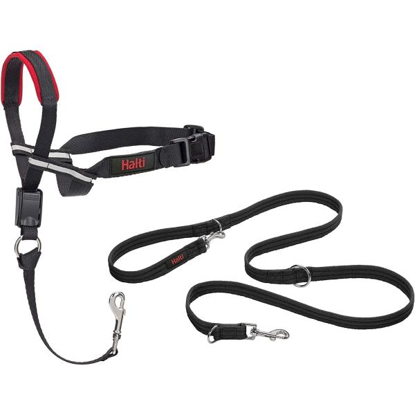 商品名Halti Optifit ヘッドカラー トレーニングリードの組み合わせパック Haltiで散歩を歩くのを止める Mサイズのオプティフィットヘッドカラーと両端のリード付き ブラック ミディアムヘッドカラー (14324W)Halti ...