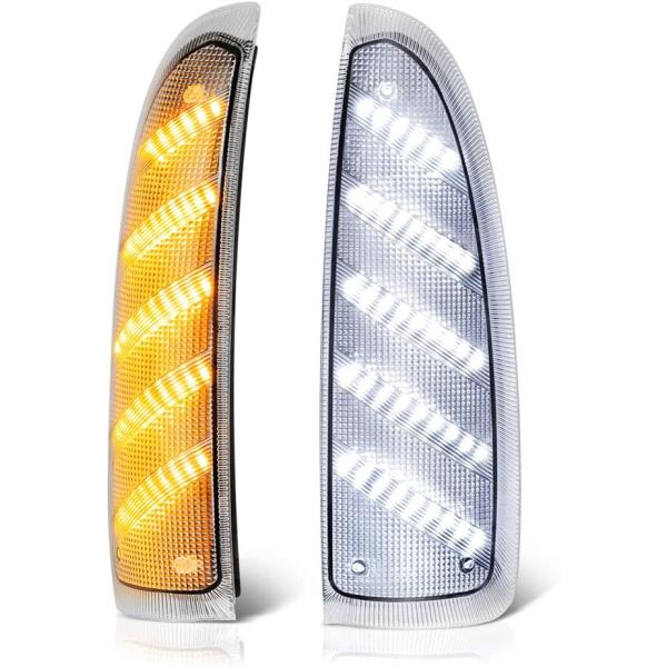 商品名VIPMOTOZ スイッチバック フルホワイト&amp;アンバー LEDサイドマーカーライトランプアセンブリ交換用ペア 2003-2007 フォード F-250 F-350 スーパーデューティピックアップトラック牽引ミラーVIPMOT...