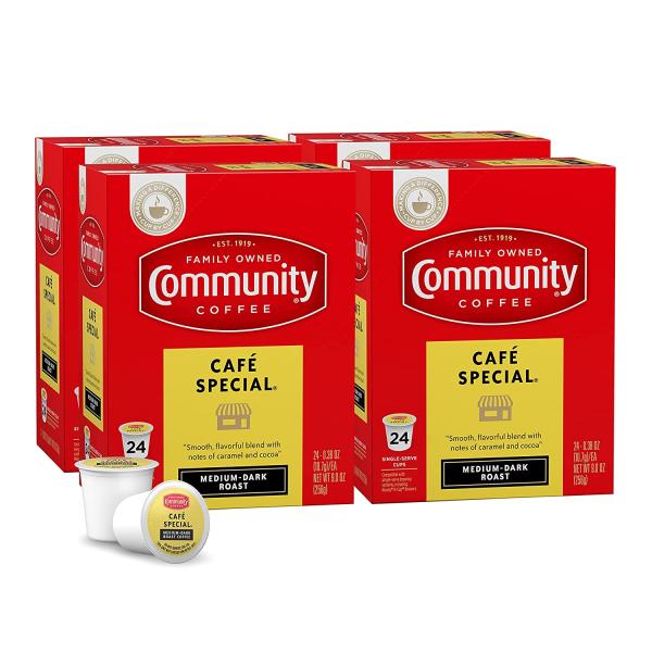 商品名Community Coffee Cafe Special 96 Count Coffee Pods, Medium Dark Roast, Compatible with Keurig 2.0 K-Cup Brewersブランド：C...