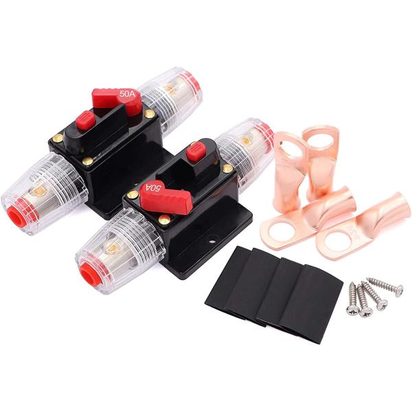 商品名2 Pack Inline Circuit Breaker 50amp 12V with Manual Reset, PowMr Reset 50A Fuse Holder for Car Audio,Marine Boat,Swit...