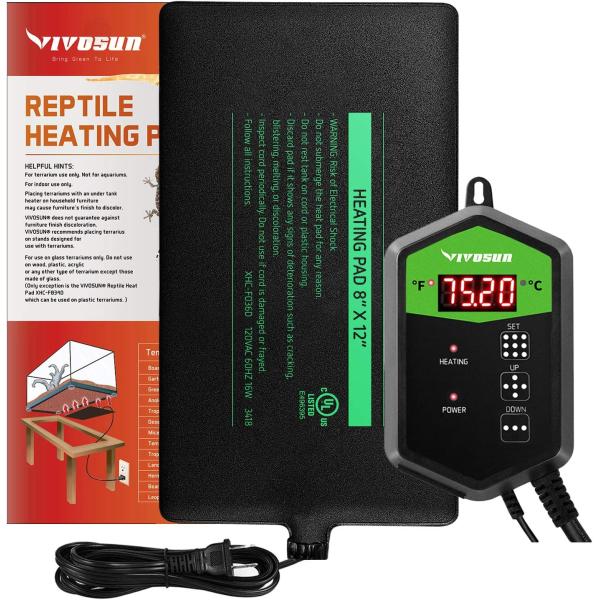 商品名VIVOSUN Reptile Heating Pad 8x12 Inch with Thermostat Combo Under Tank Terrarium Heating Mat Waterproof for Turtles, ...