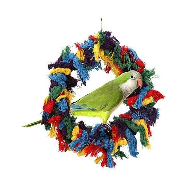 商品名Litewoo Bird Parakeet Colorful Swing Toys ,Cotton Rope Chew Hanging Bird Preening Garland Swing for Budgie Parakeet C...