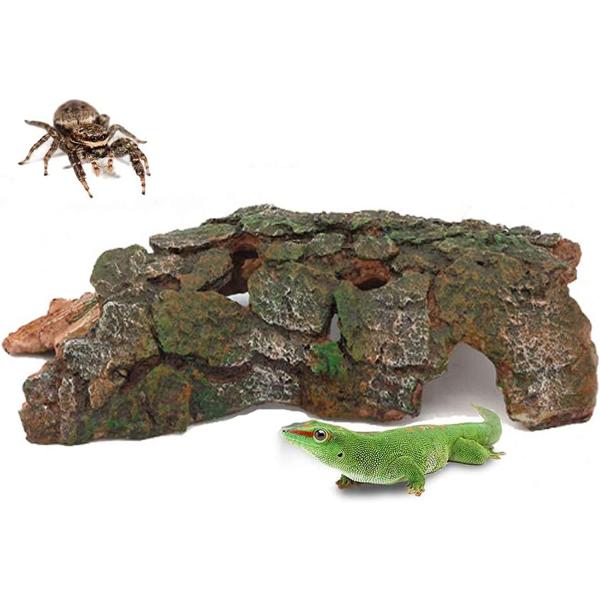 商品名爬虫類の生息地装飾 隠れ家 生き物 洞窟 樹皮 曲げ 樹脂オーナメント プレコス シクリッド クモ トカゲ 蛇の隠れ場所Reptile Habitat Decor Hideouts Critter Cavern Bark Bends ...