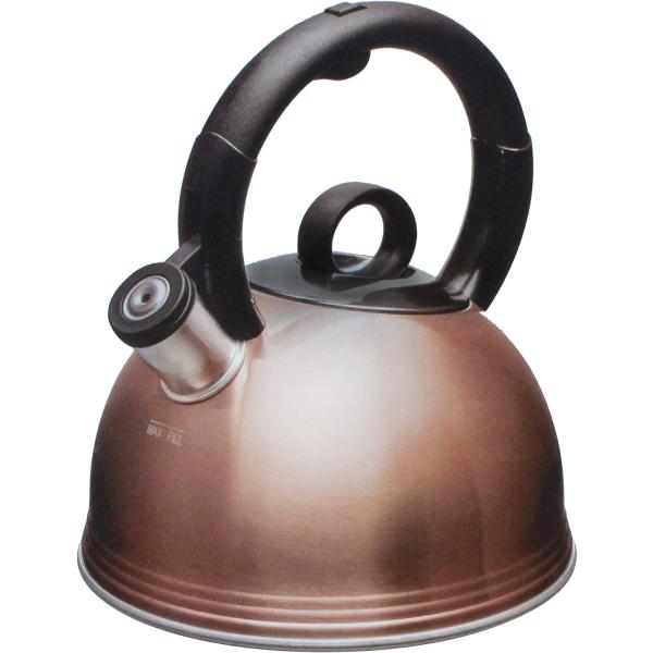 商品名Copco 2.1クォート ホイッスリングティーケトル - モダンステンレススチールティーポット コンロ用 BPAフリー人間工学ハンドル付き ブラウンCopco Stainless Steel 2.1 Quart Whistling ...