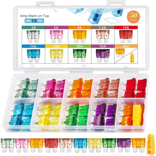 商品名Chanzon ULリストATCヒューズキット50pcs2A 3A 5A 7.5A 10A 15A 20A 30A 35A 40A（ATO APR標準）10値5各32V12VブレードヒューズカートラックRV自動車モーターボート交換品揃...