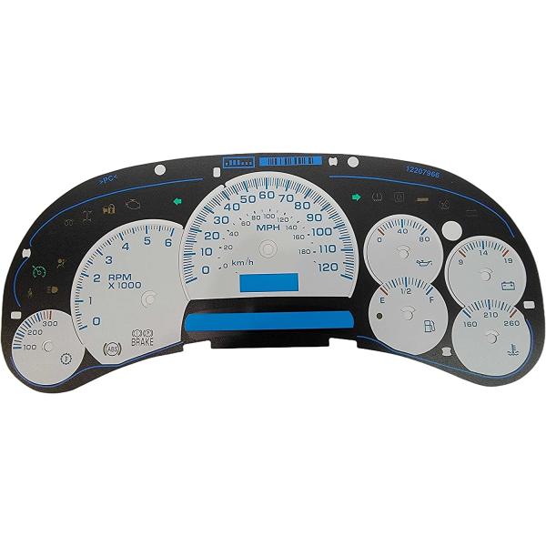 商品名Tanin Auto Electronix カスタムホワイト/ブラックゲージフェースオーバーレイ | 2003-2005 GMC &amp; シボレートラックインストルメントクラスター速度計 | 7ゲージTanin Auto Elec...