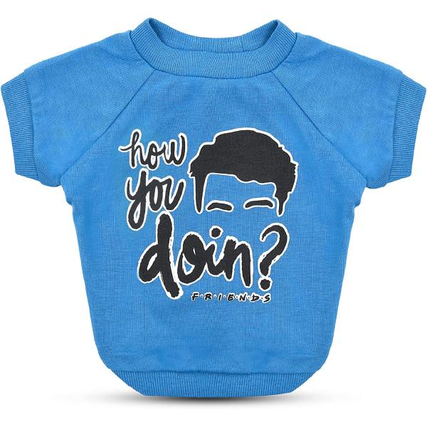 商品名Friends the TV Show How You Doin Dog T Shirt in Blue | Soft Dog Shirt, Machine Washable Pull-Over Dog Tshirt, Light W...