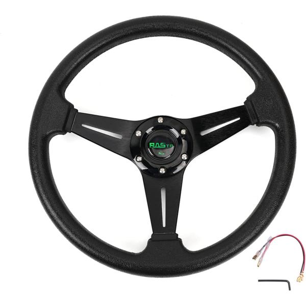 商品名RASTP ハンドル ステアリング 直径340mm 軽量アルミニウム PU合成革 車用 交換 ディープコーンRASTP Universal Racing Steering Wheel 13.8”/350mm 6 Bolts Grip ...