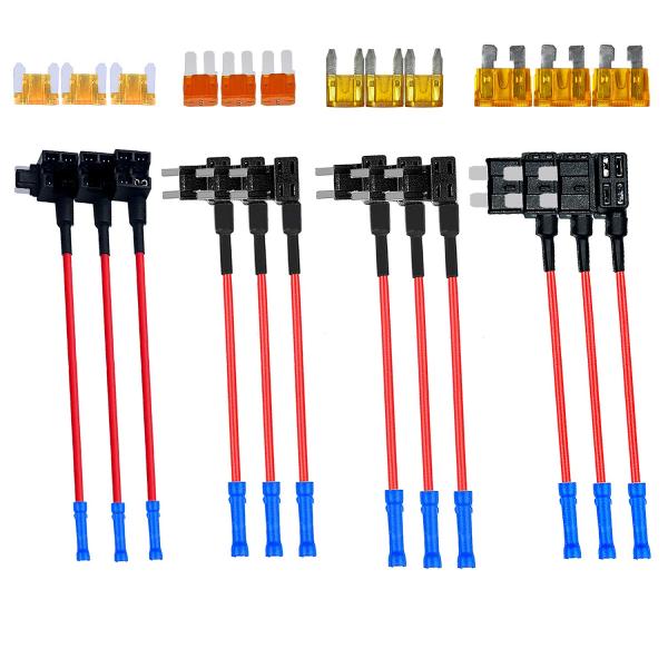 商品名MuHize 4 Types 12V Add-a-Circuit Adapter and Fuse Kit - Fuse Tap Fuse Holder with MICRO2 Mini ATC ATS Low Profile Tap...