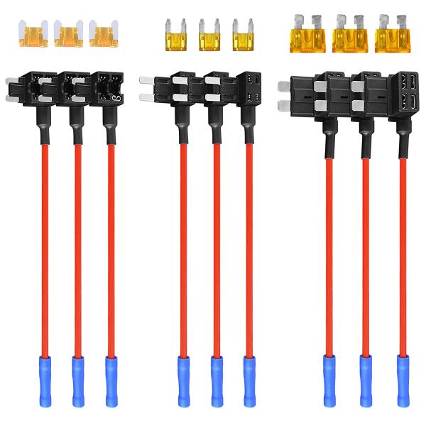 商品名MuHize 3 Types Add-a-Circuit Fuse Tap Adapter - Upgraded 12V Fuse Tap Adapter, Fuse Holder with Standard, Mini, and L...