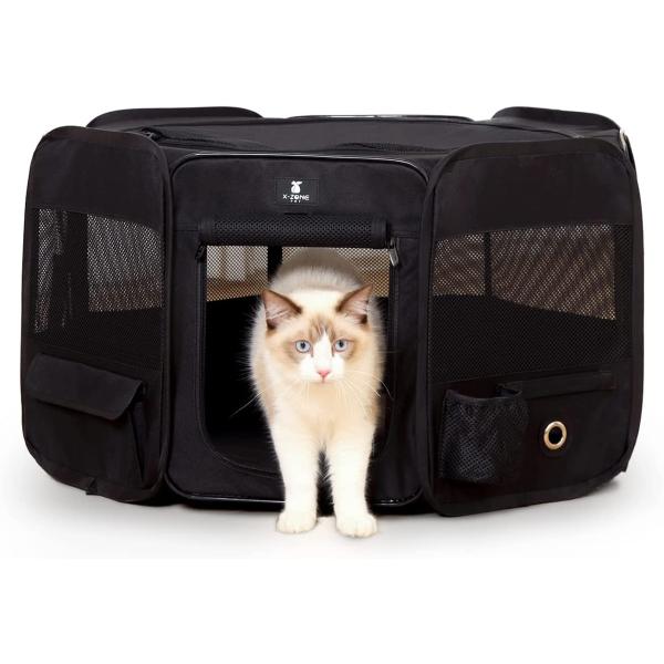 商品名X-ZONE PET Portable Foldable Pet Dog Cat Playpen Crates Kennel/Premium 600D Oxford Cloth,Removable Zipper Top, Indoor...