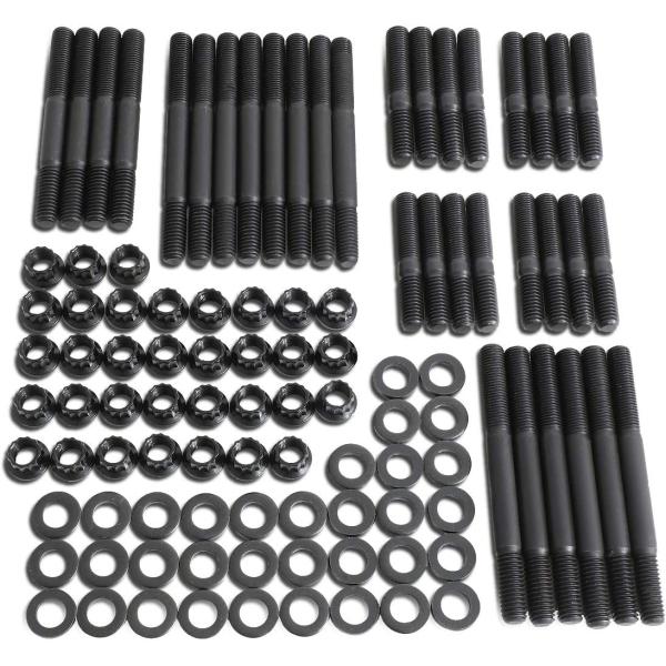 商品名DNA MOTORING LEPOW-011 Steel 12-Point Cylinder Head Studs Nuts Set For 55-00 Small Block SBC 265 302 305 307 350 383 ...