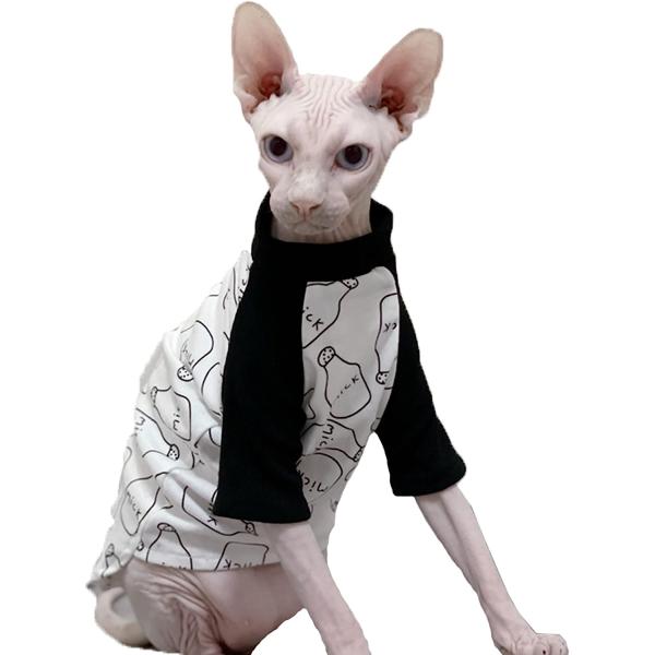 商品名Bonaweite Hairless Cats T-Shirt for Spring Summer Autumn, Breathable Cat Wear Clothes Vest Shirts for Sphynx, Cornish...