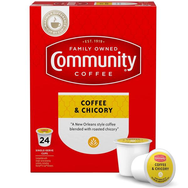 商品名Community Coffee &amp; Chicory 24 Count Coffee Pods, Medium-Dark Roast, Compatible with Keurig 2.0 K-Cup Brewersブランド：...