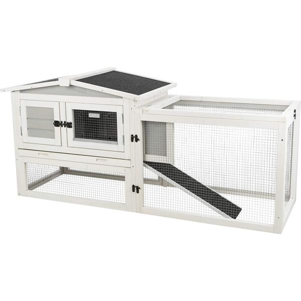 商品名TRIXIE Natura Insulated Rabbit Hutch with Large Run, Hinged Peaked Roof, 2-Story with Ramp, for Rabbits or Guinea Pig...