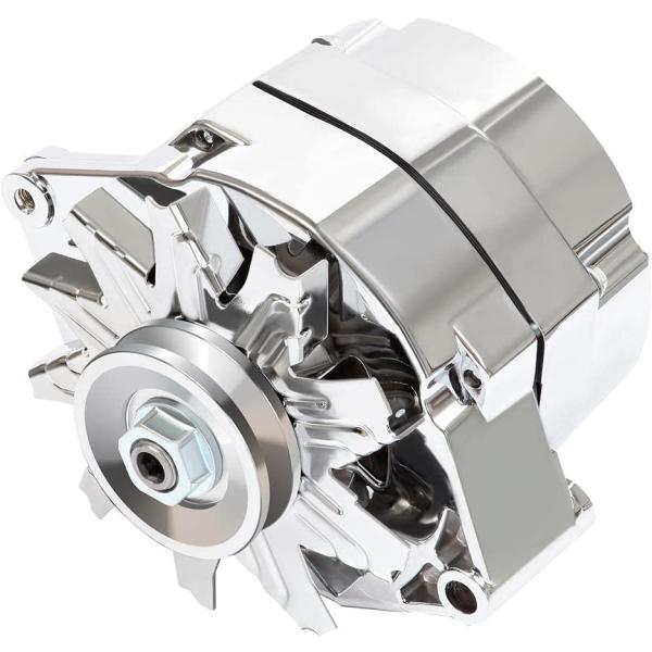 商品名自動車オルタネーター 120Amp クロム 1ワイヤー セルフエキサイティングストリートロッド GM 305 350 BBC SBCAutomotive Alternator Compatible for 120Amp Chrome ...