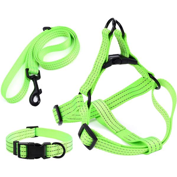 <b>商品名</b>Mile High Life Night Reflective Double Adjustable Band Nylon Small Puppy Pet Dog Combo Collar Leas...