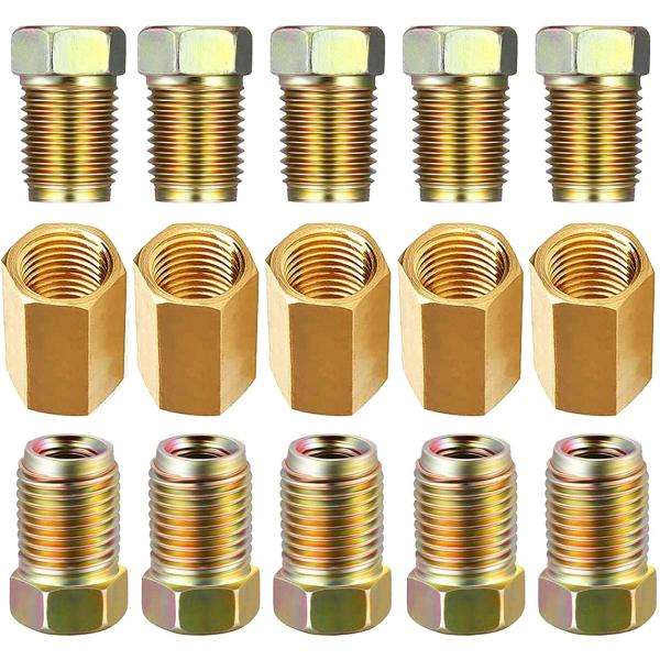 商品名Muhize15ピース 3/8インチ〜24スレッド継手アソート 3/16フィートブレーキラインチューブ（5ユニオン、10ナット）MuHize Brake Line Fittings - 15 Pieces 3/8'-24 Thread...