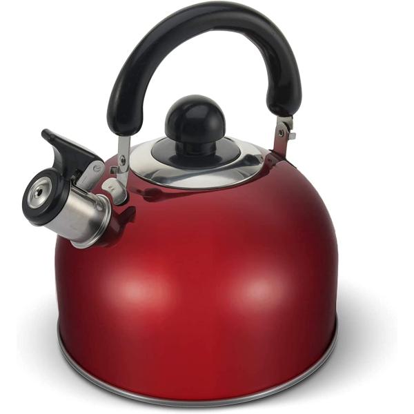 商品名ELITRA ホイッスリングティーケトル - ステンレススチールティーポット 冷たいハンドル付き - 2.6クォート/ 2.5リットル - (レッド)ELITRA Whistling Tea Kettle - Stainless St...
