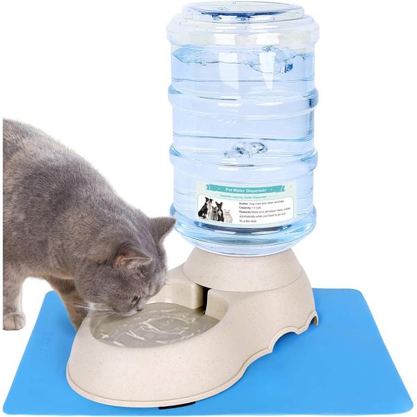 商品名：Automatic Cat Water Dispenser with Pet Food Mat for Small Medium Dog Pets Puppy Kitten Big Capacity 1.5 Gallonブランド：P...