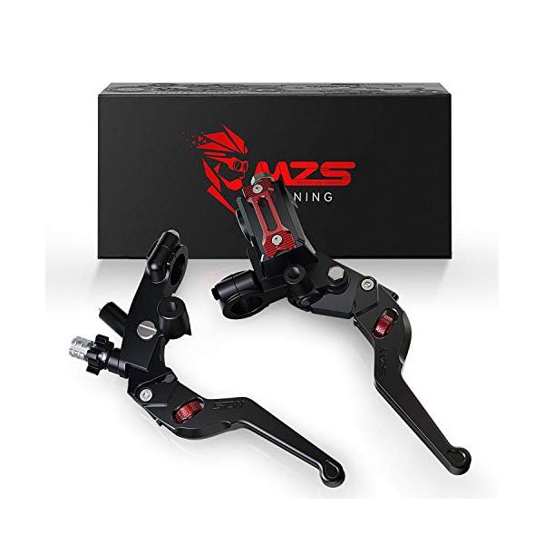 商品名: MZS ブラック 7/8レバー - ブレーキマスターシリンダークラッチレバーセット ホイール 調節可能 ショート CNC ユニバーサル対応 オートバイ ストリートスポーツ ダートピットミニバイク スクーター ATV対応 MZS B...