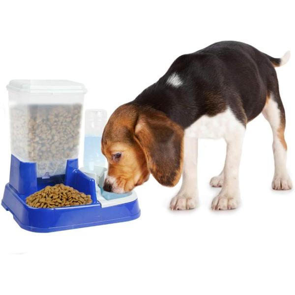 商品名：PAWISE Pet Feeder Food and Water Dispenser Dog 2 in 1 Self-Feeding Bowl Cat Automatic Feeder,Durable Plastic Pet Foo...