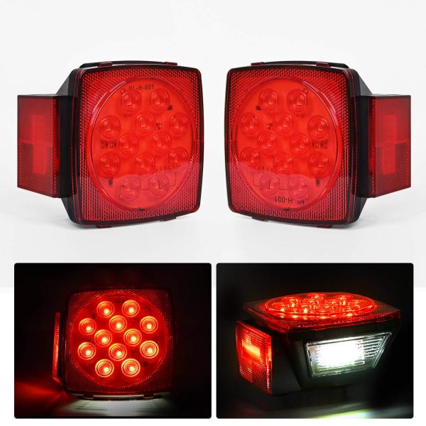 商品名:  Nilight 2PCS Square LED Trailer Light Low Profile Submersible IP68 LED Stop Turn Tail Side Marker License Light fo...