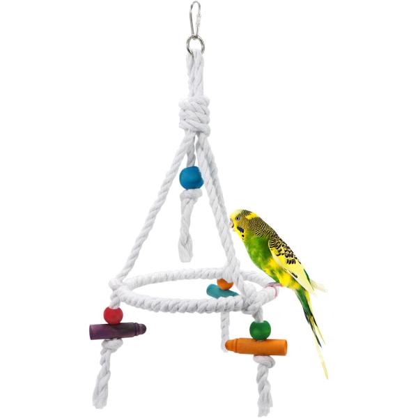 商品名Litewoo 鳥 オウム スイング コットン ロープ ラウンド パーチ スタンド 噛むおもちゃ付き インコ セキセ オカメインコ フィンチ コニュア カナリア セキセイ用Litewoo Bird Parrot Cotton Swin...