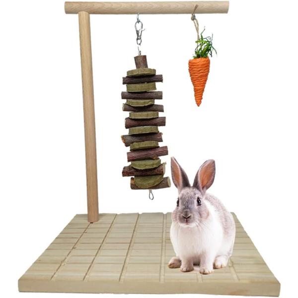 商品名kathson Bunny Chew Toys for Teeth Grinding,Rabbit Wooden Scratch Board Feet Pad Rotatable Pet Play Toy for Chinchilla...