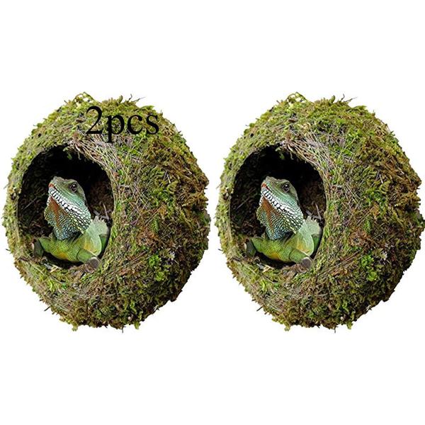 商品名kathson ヤモリ隠し 苔の隠れ家 7インチ グリーン モッシー隠れ家 湿度 亀 爬虫類 紋章 ヤモコ クモ トカゲ カエル カメレオンkathson Gecko Hides Moss Cave Hide,7"" Green Mo...