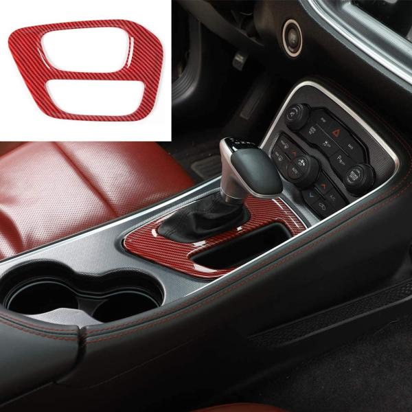 商品名RT-TCZ ダッジ チャレンジャー シフトパネルカバー ABSトリム レッドカーボンファイバーRT-TCZ for Dodge Challenger Trim Cover Automatic Shift Knob Panel Tri...