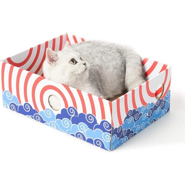 商品名Conlun Cat Scratcher Box with Cat Scratching Board- Portable Cardboard Lounger for Feline Pet - Heavy-Duty Double-Sid...