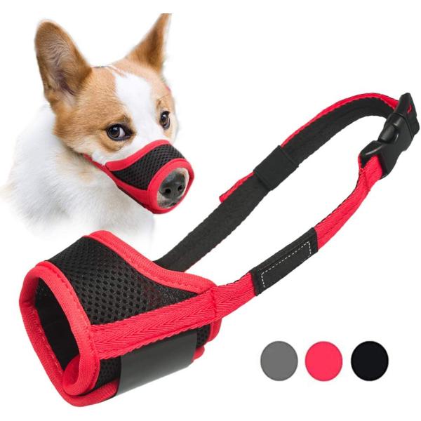 商品名Dog Muzzle Anti Biting and Chewing, with Comfortable Mesh Soft Fabric and Adjustable Strap, Suitable for Small, Mediu...