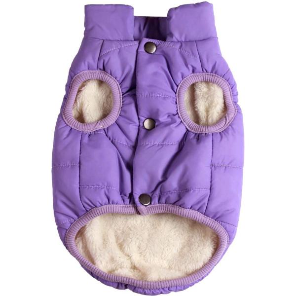 商品名JoyDaog 2 Layers Fleece Lined Warm Dog Jacket for Winter Cold Weather,Soft Windproof Medium Dog Coat,Purple XLブランド：Jo...