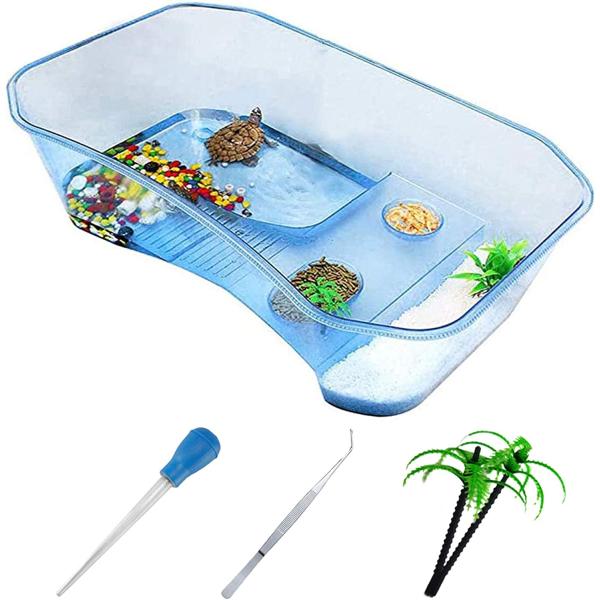 商品名PINVNBY Plastic Turtle Tank Reptile Habitat Pet Terrariums Turtles Tank Aquarium Terrapin Topper Basking with Platfor...